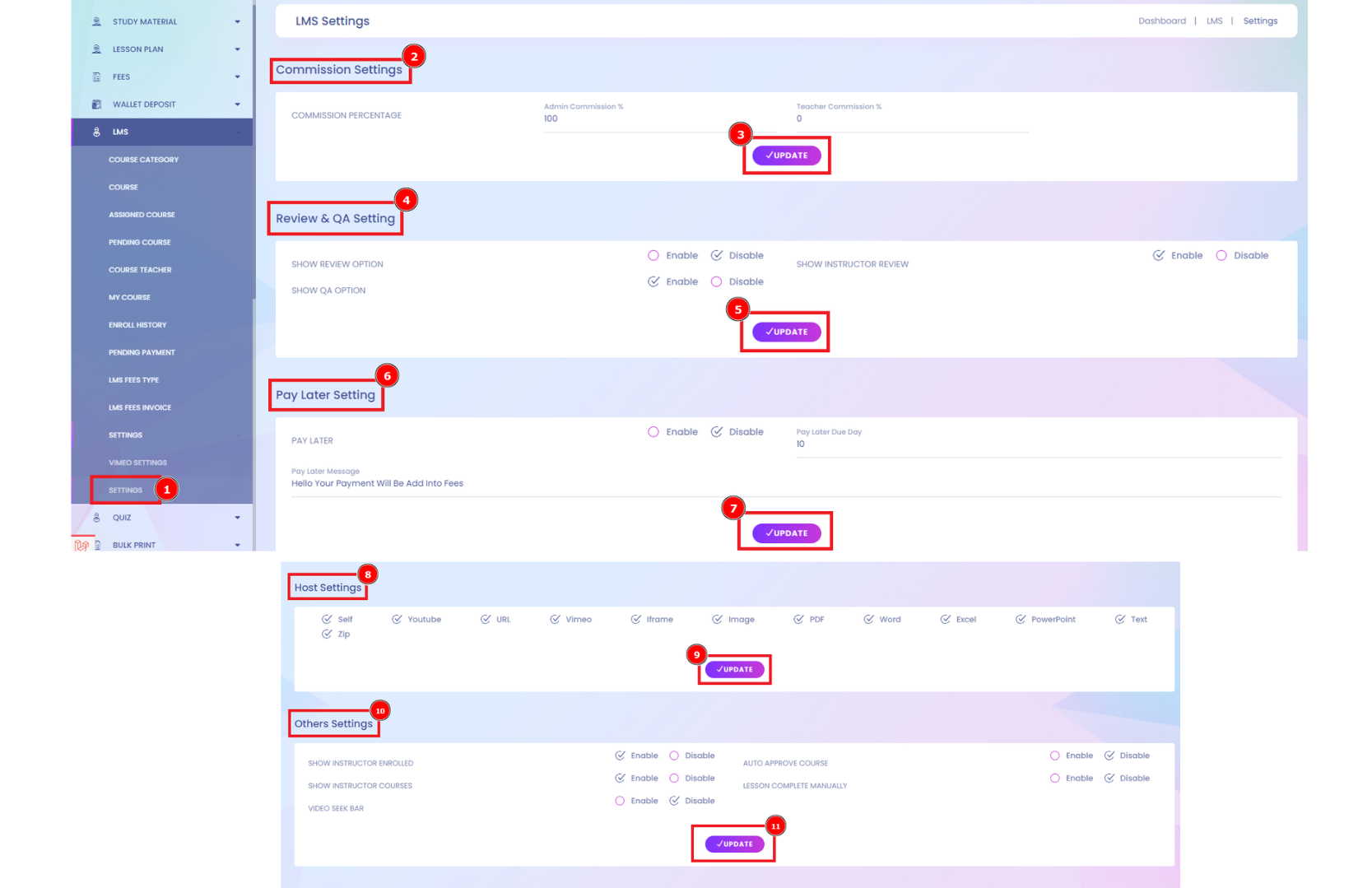 LMS Setting | Aorasoft HelpDesk