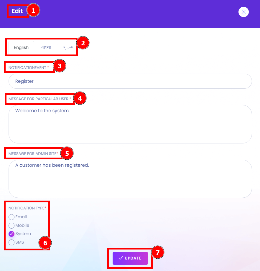 Notification Setting | Aorasoft HelpDesk