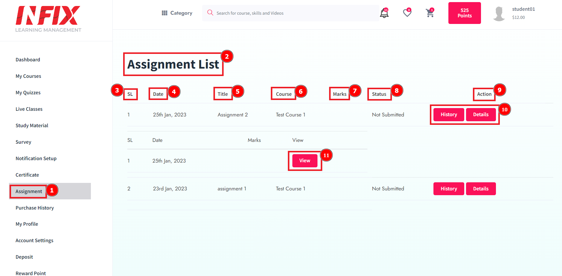 Aorasoft HelpDesk | Student Panel Assignment List